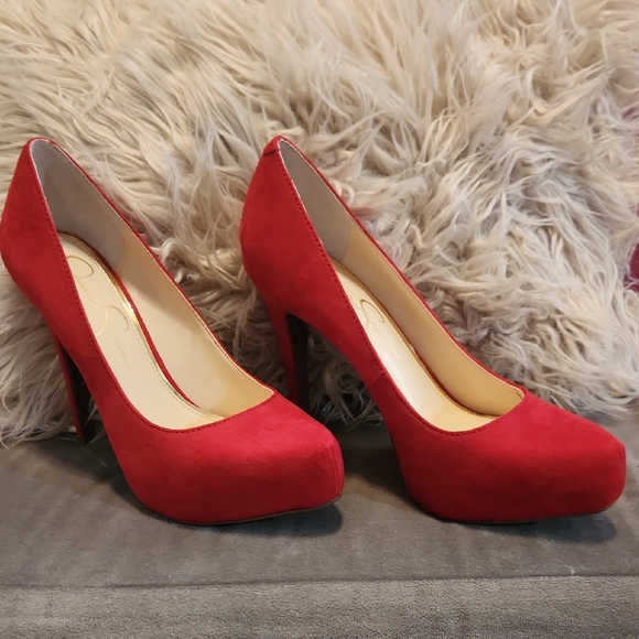 Jessica Simpson | Shoes | Jessica Simpson Red Suede Heels | Poshmark